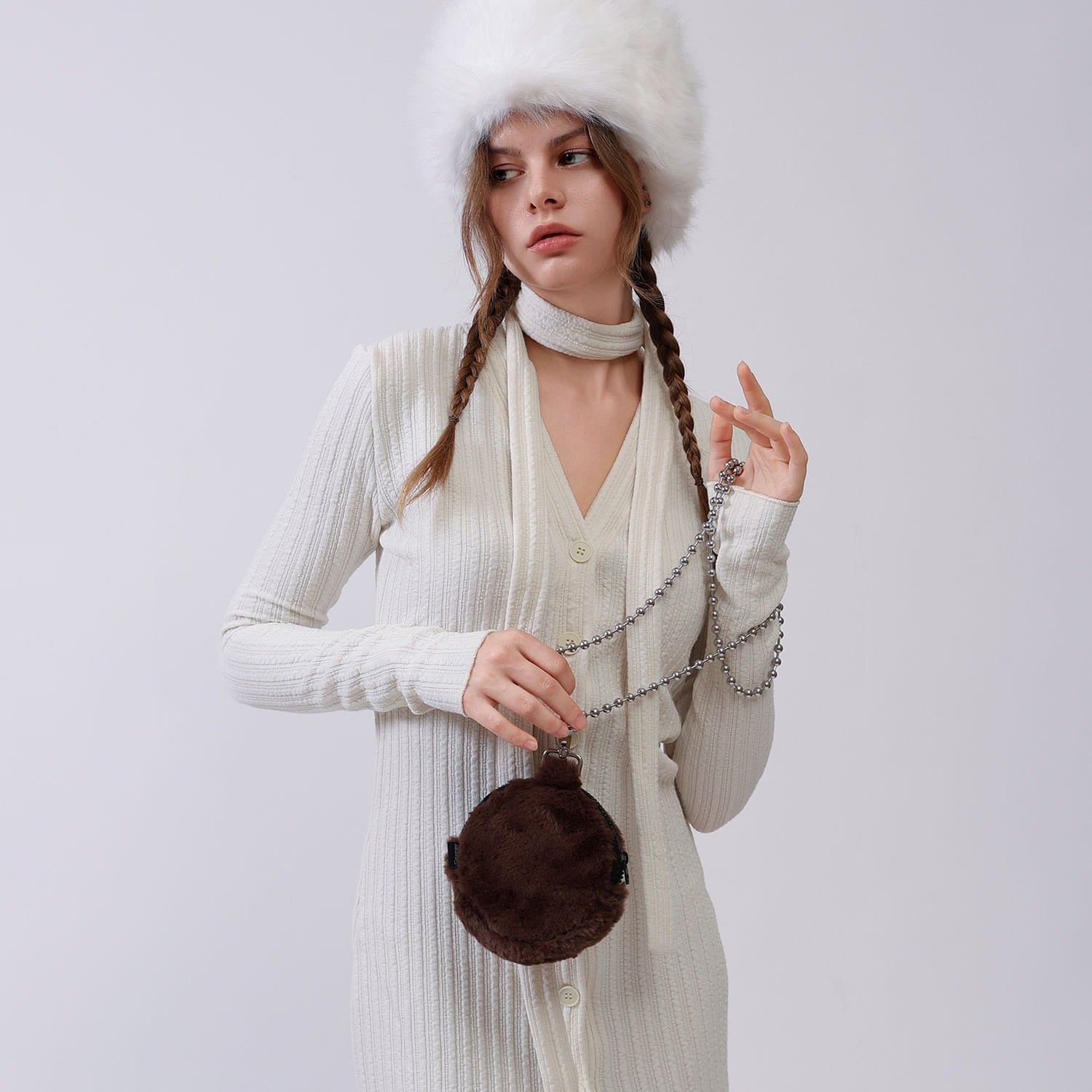 [GRUMPY STUFF] Seasonless Fluffy Tambourine Bag - Brown – SellerWork
