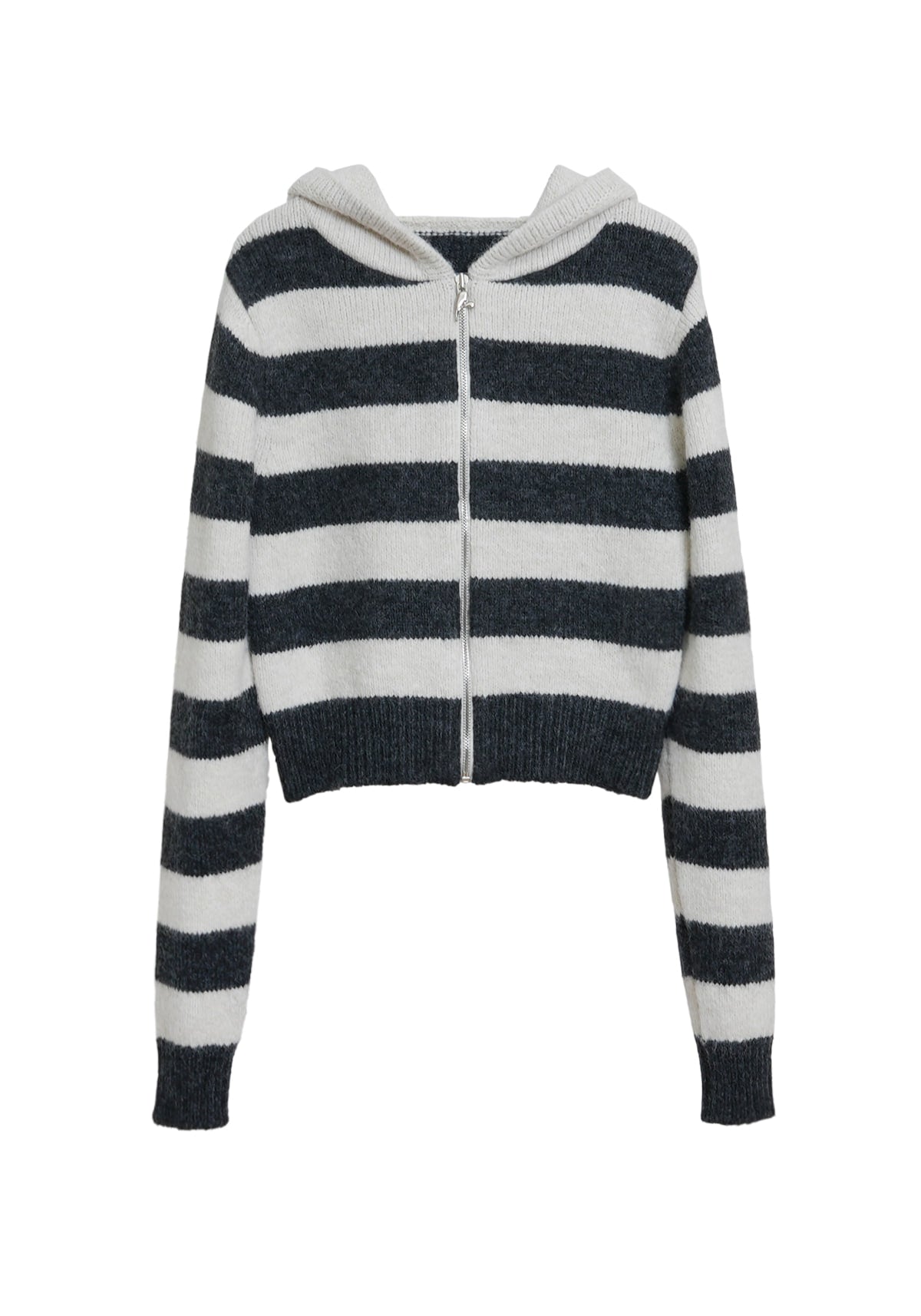 [REHEAT] SYMBOL STRIPE KNIT ZIP-UP_IVORY – SellerWork