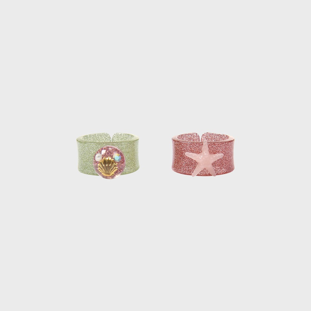 [EIREVE] Seasonless SPARKLING SAND RING SET (2 PCS/PINK GREEN) – SellerWork