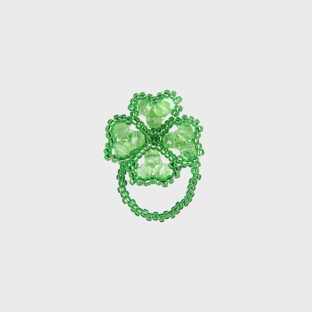 [EIREVE] BEADED LUCKY CLOVER RING – SellerWork