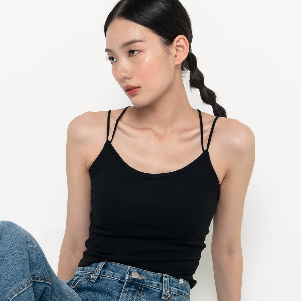 [HIGH SCHOOL DISCO] SS 24 Logo Back Strap Top Black – SellerWork
