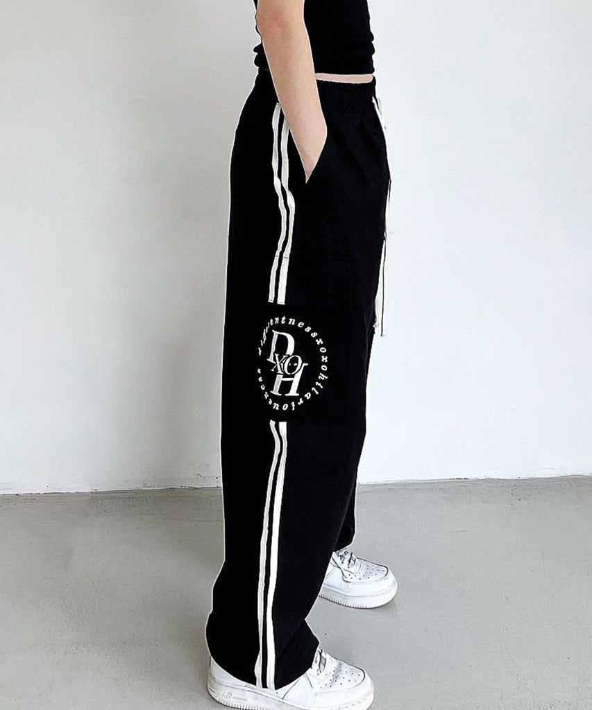 [DXOH] Circle Stack Logo Cargo Track Pants Black – SellerWork